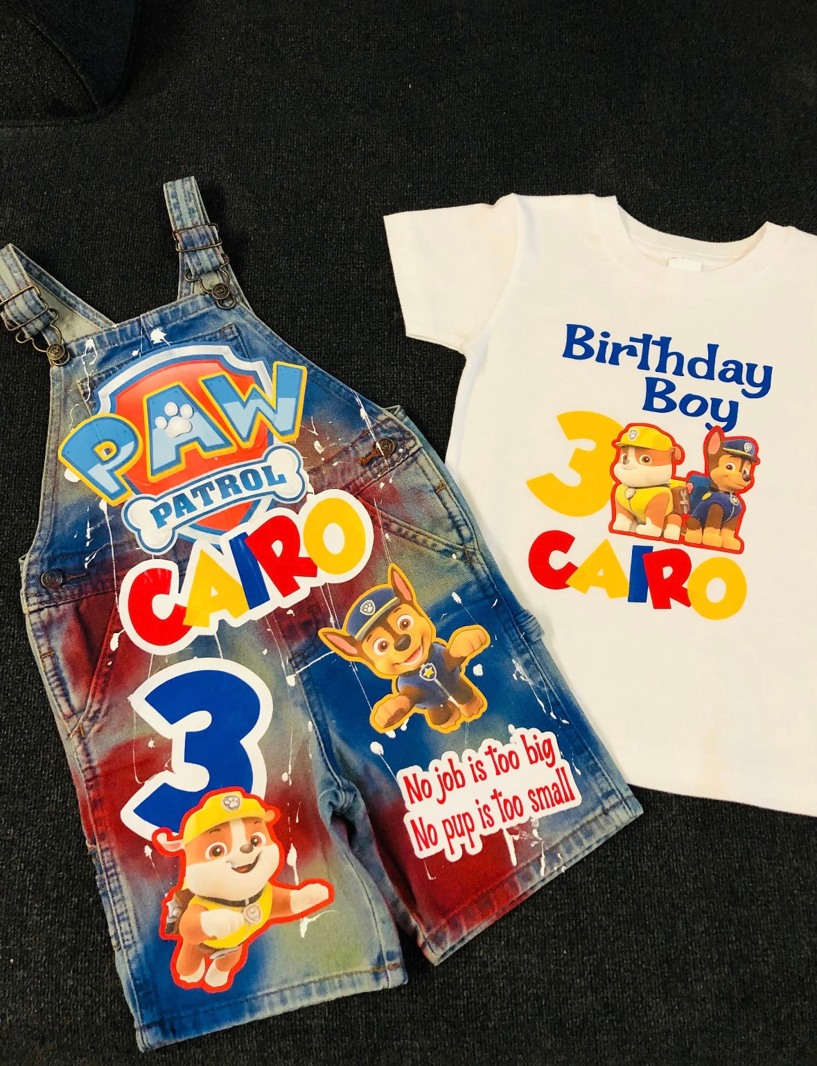 Paw patrol Toddler Boys Blue Jean Birthday Overalls outfit - Wild One ...